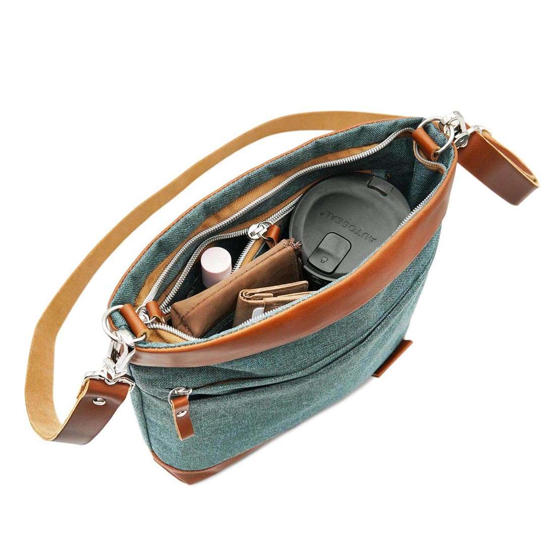 Handtasche THEWO "Jodi" petrol - Umhängetasche aus Stoff & Leder | DDV ...