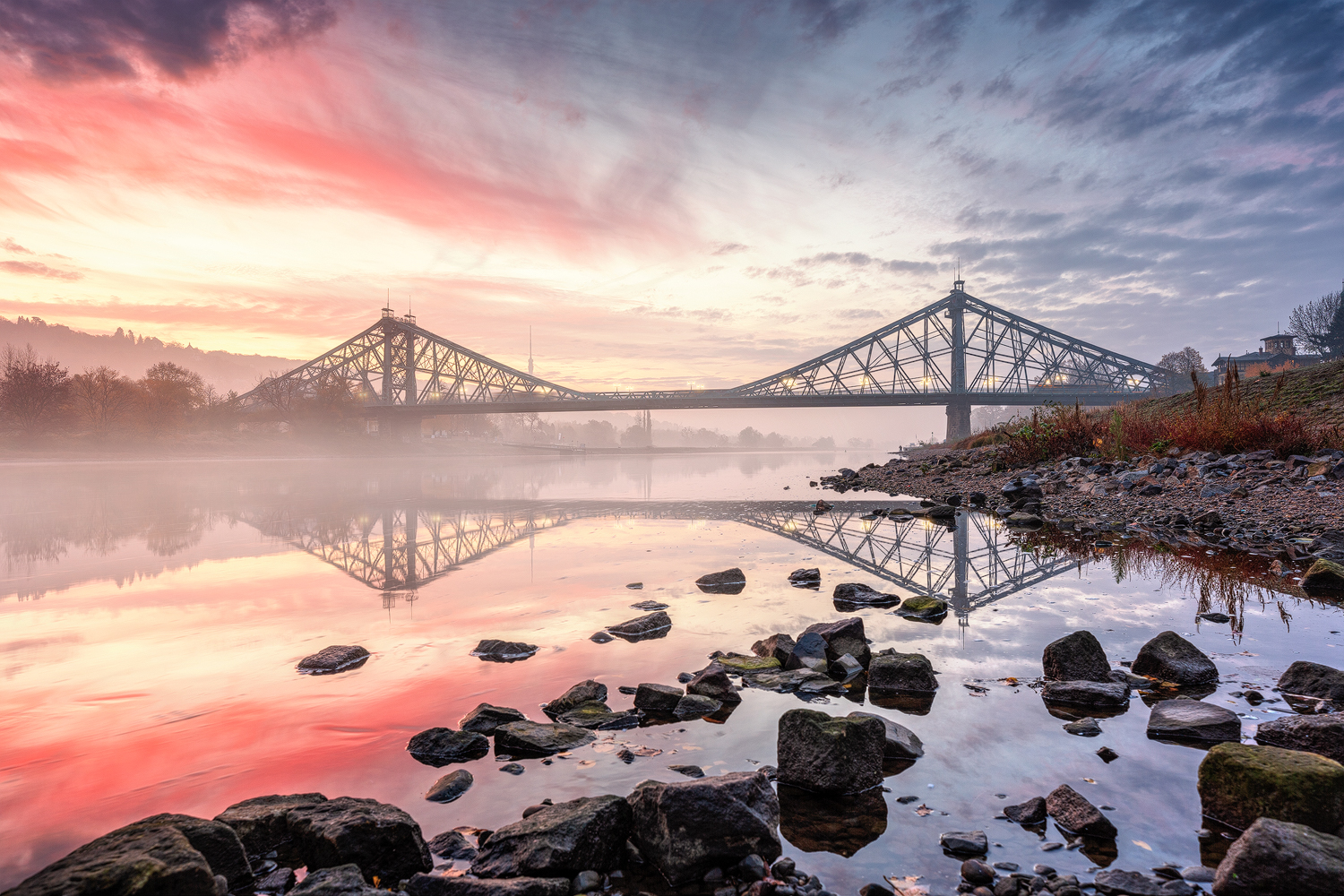 Wandbild Dresden - Blaues Wunder am Novembermorgen (Motiv 00650) | DDV ...